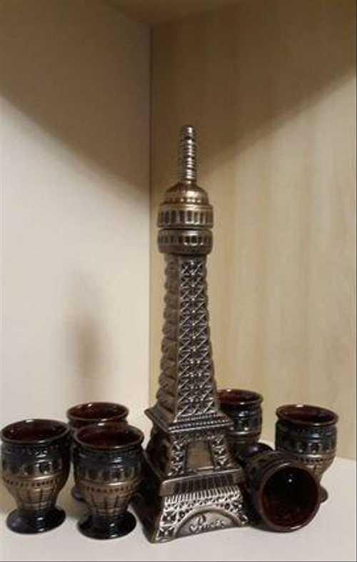Графин Эйфелева башня. Штоф винный с бокалами