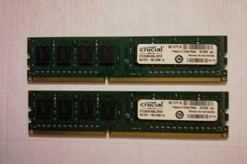 Оперативная память dimm DDR3 4GB х 2 шт. Crucial