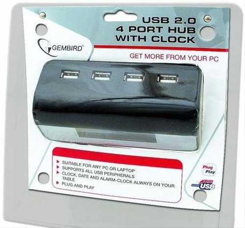 Концентратор USB2.0х4 Gembird UHB-CT08 с часами