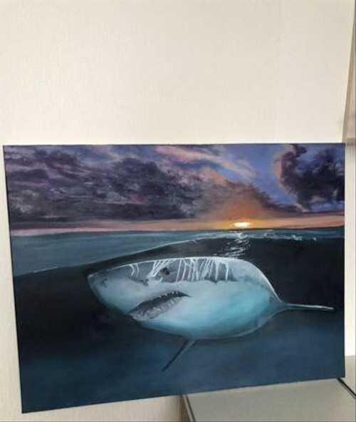 Картина маслом на холсте акула