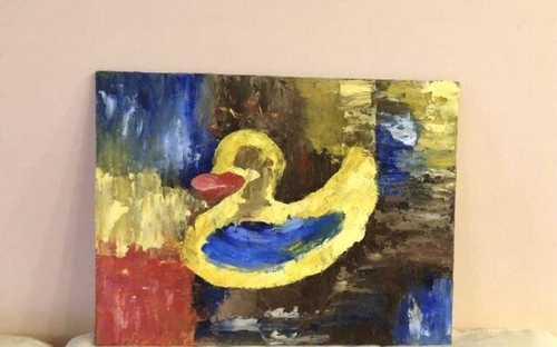 Картина поп арт абстракция желтый утенок утка