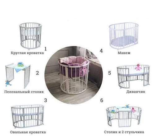 Детская кровать 6в1 с бортиками