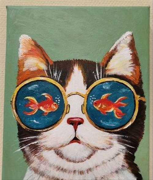 Интерьерная картина акрил "Котик-мечтатель"