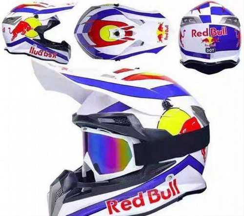 Шлем кроссовый RED bull бело-красный S