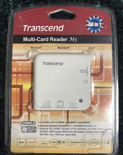 Картридер Transcend USB 2.0 Multi-Card Reader M5