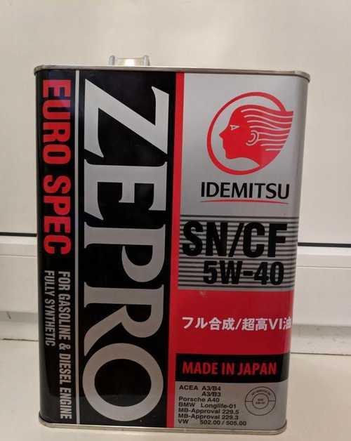 Масло идемитсу 5w40 характеристики. Идемитсу 5w40 4л. Моторное масло Idemitsu Zepro Euro spec 5w-40 4 л. 5w40 SN/CF a3/b4 Idemitsu Zepro Euro spec f-s 4л синтетическое. Idemitsu Euro spec 5w40 SN/CF (4л.).