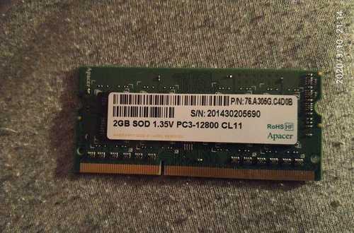 Оперативна память Apacer DDR3L 2GB PC3-12800 1.35V