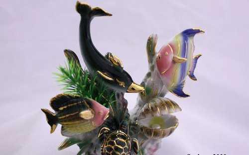 Дельфин и Рыбы - Китайский фарфор,статуэтка ru614