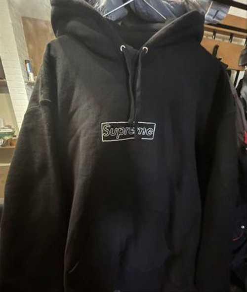 Supreme kaws chalk logo hoodie black xl