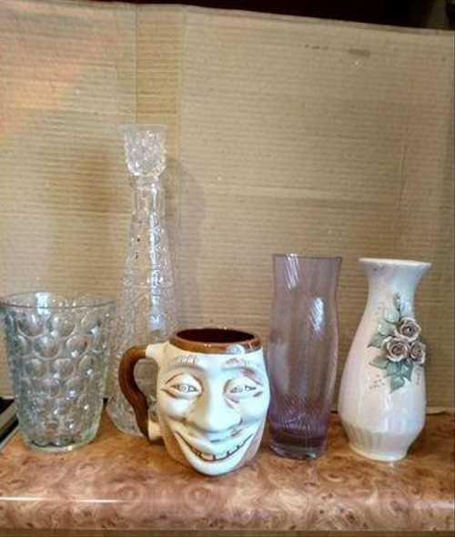 Чашки, графин, вазы