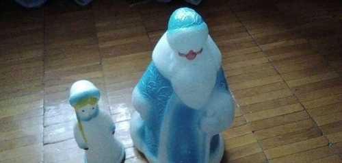Винтажные дед мороз и снегурочка из пластмассы нач