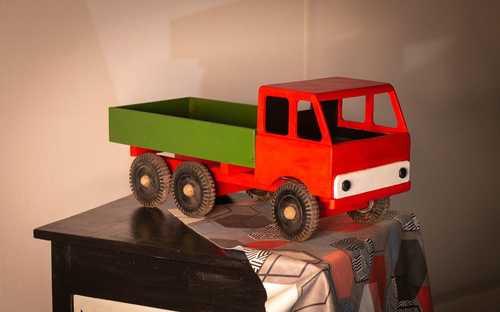Винтажная советская деревянная игрушка: Самосвал