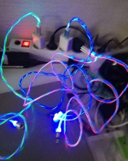Светящийся магнитный кабель зарядки для телефона