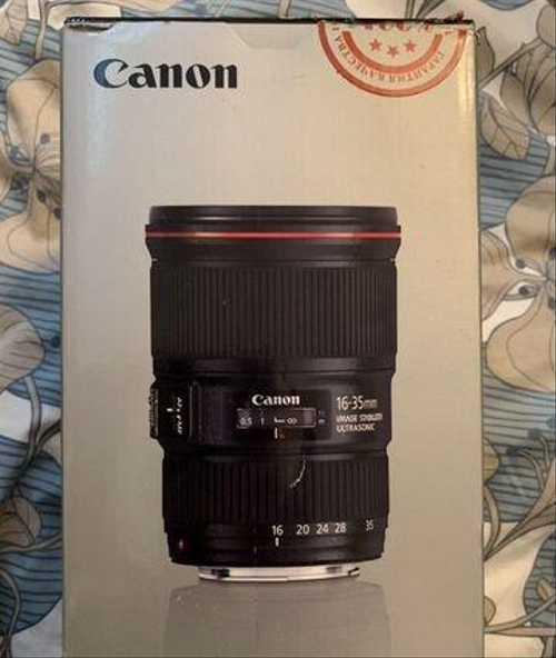 Коробка от объектива Canon EF 16-35mm f/4 L IS USM