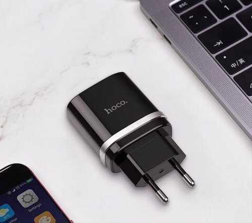 Блочок Hoco C12Q USB, 3A, черный, 18W опт