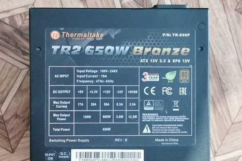 Блок питания thermaltake TR2 smart TR-650P Bronze