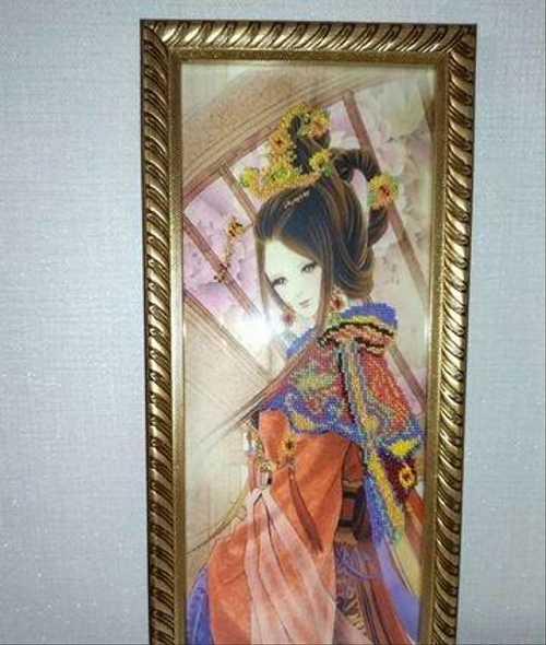 Картина с бисером Японская девушка