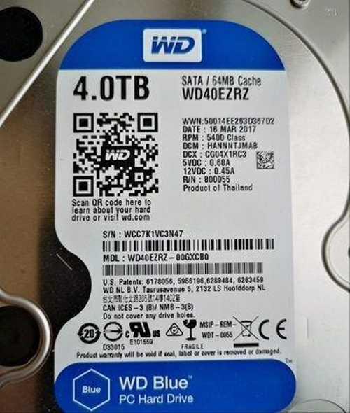 Жесткий диск 4TB WD Blue PC Hard Drive HDD - 5400