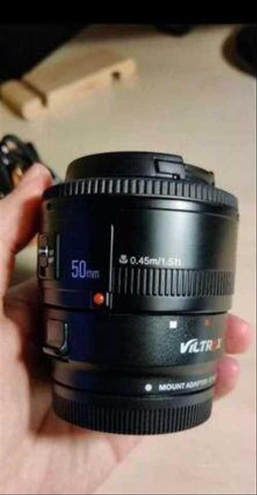 Canon yonguno 50mm 1.8 + Viltrox EF-M адаптер креп
