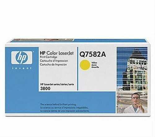 HP Q7582A картридж желтый (синий дизайн, дефект ко