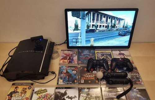 PlayStation 3 на 80gb + PS Move + 14 дисков с игра