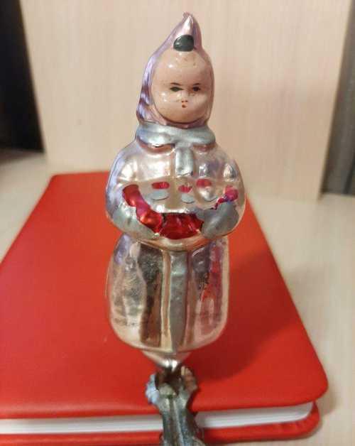 Елочная игрушка СССР девочка с корзиной, Даренка и