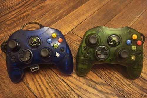 Xbox original геймпад blue и green (crystal )