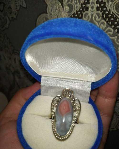 Кольцо с агатом 18,5 р