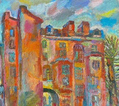 Картина "Розовый дом на Петроградской" Холст Масло