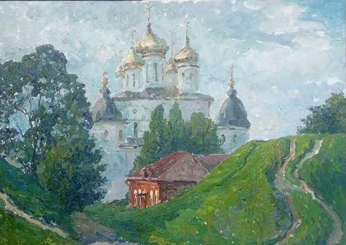Картина маслом на холсте Успенский собор Дмитров