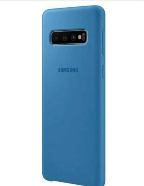Чехол накладка Silicone Cover для Galaxy S10+ Blue