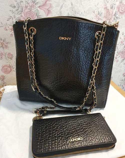 Сумка+кошелек нат. кожа dkny