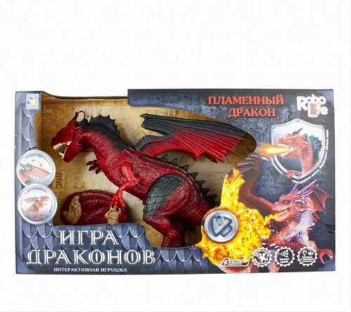 Интерактивная игрушка 1Toy Пламенный дракон, 3*аа в комплект входят, на ик пульте, 3*аа в комплект не входят, свет, звук, движение, парогенератор (Т16