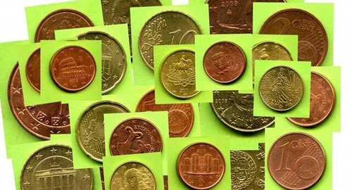 Евро центы монеты погодовки разные