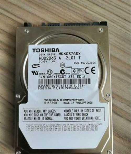 Жесткий диск Toshiba для ноутбука HDD 60 Gb