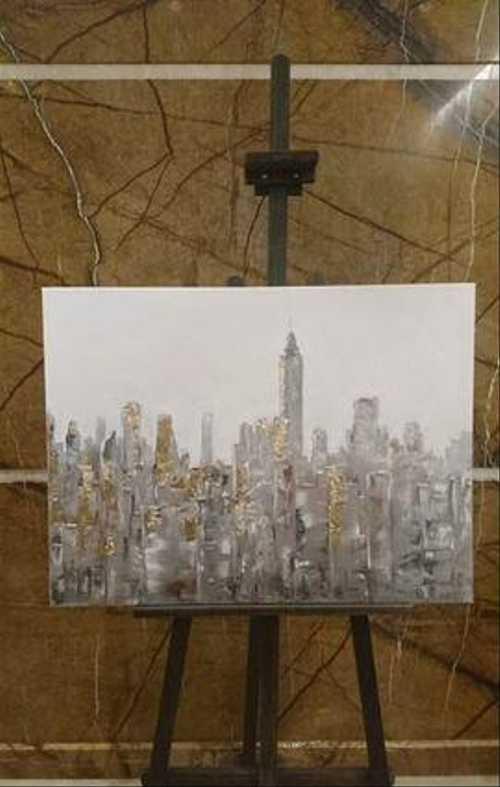 Картина маслом на холсте Золотые небоскребы
