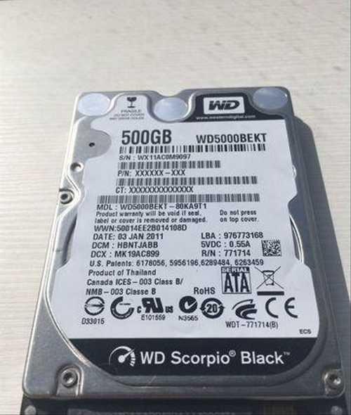 Жесткий диск WD Scorpio Black 2.5" WD5000bekt