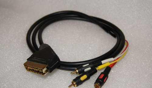 Кабель scart-3RCA (тюльпан), 1,5 м