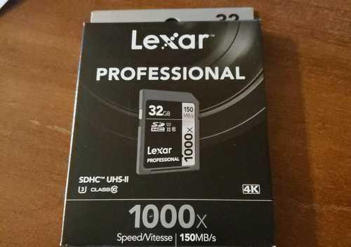 Карта памяти Lexar Professional 1000X 32GB sdhc Uh