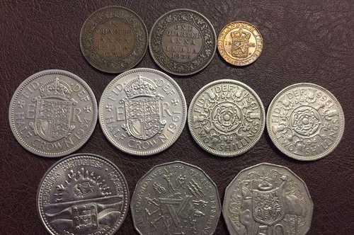 Монеты Австралии,Великобритании,Азорские острова