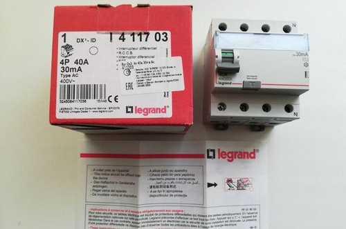 Узо legrand dx3 вдт 4п 40а 30ма тип ac