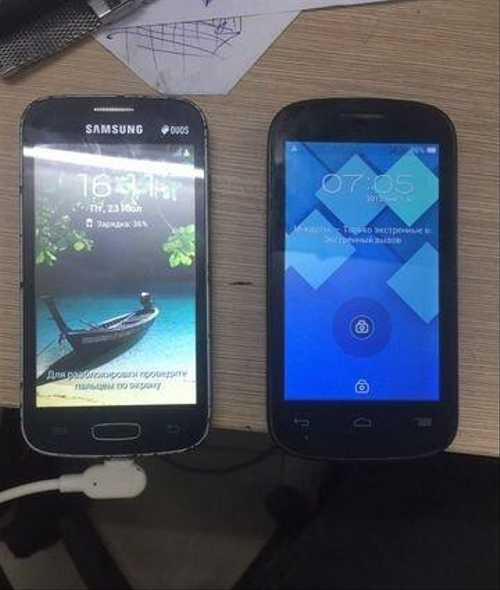 Телефон Samsung и Alcatel