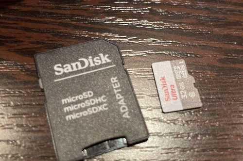 Карта памяти SanDisk micro sd 32gb с адаптером