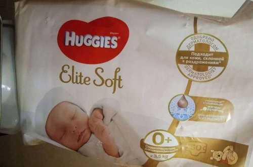 Подгузники huggies elite soft 0+