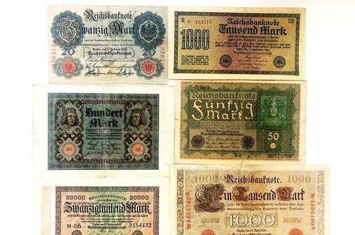 Набор банкнот (бон) Германии (1910-1923) состояние