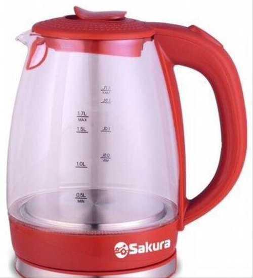 Чайник Sakura SA-2717 красный стекло