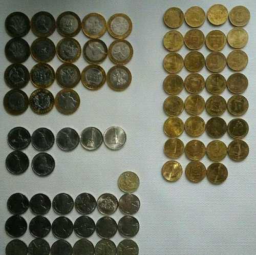 Юбилейные монеты 10, 10бимитал, 5, 2 рублёвые
