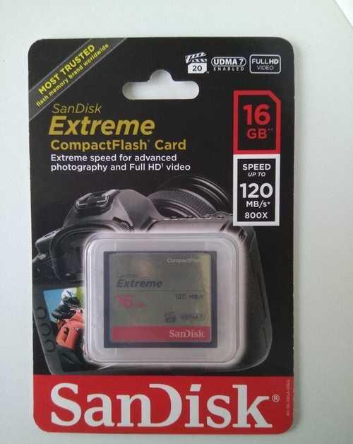 Карта памяти SanDisk Extreme CompactFlash - 16 гб