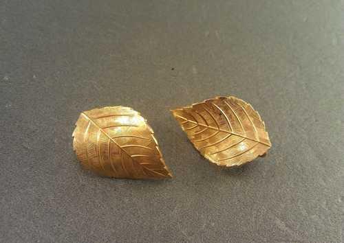 Christian Dior. Винтажные клипсы листья. 60е