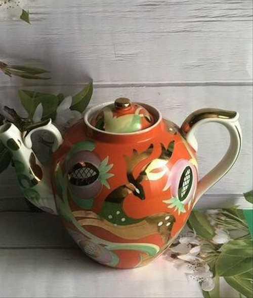 Фарфоровый большой заварочный чайник Дулево